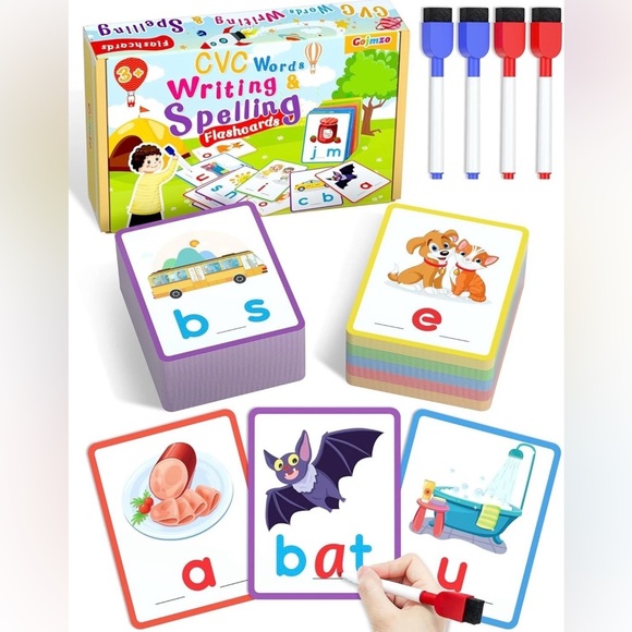 Toys | Nwts Interactive Cvc Word Learning Cards Set With Markers | Poshmark